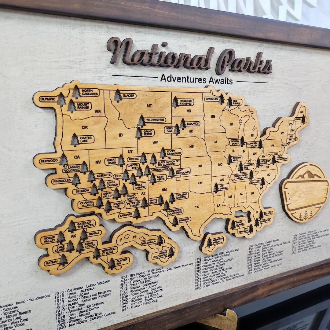 USA National Park Travel Map, Custom National Park Travel Map, National ...