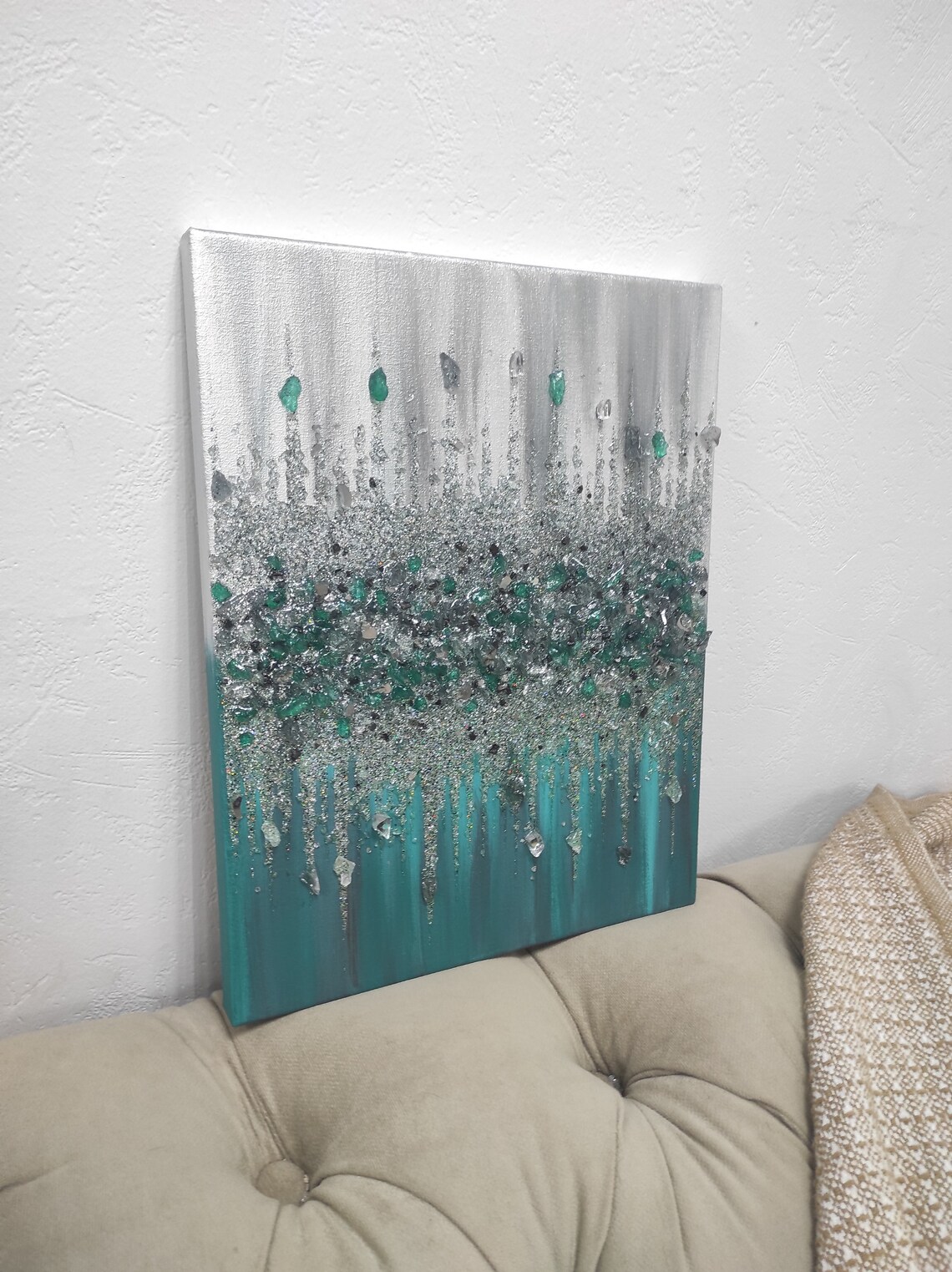 Glitter Glass Painting Glitter Painting Silver Glitter Art - Etsy