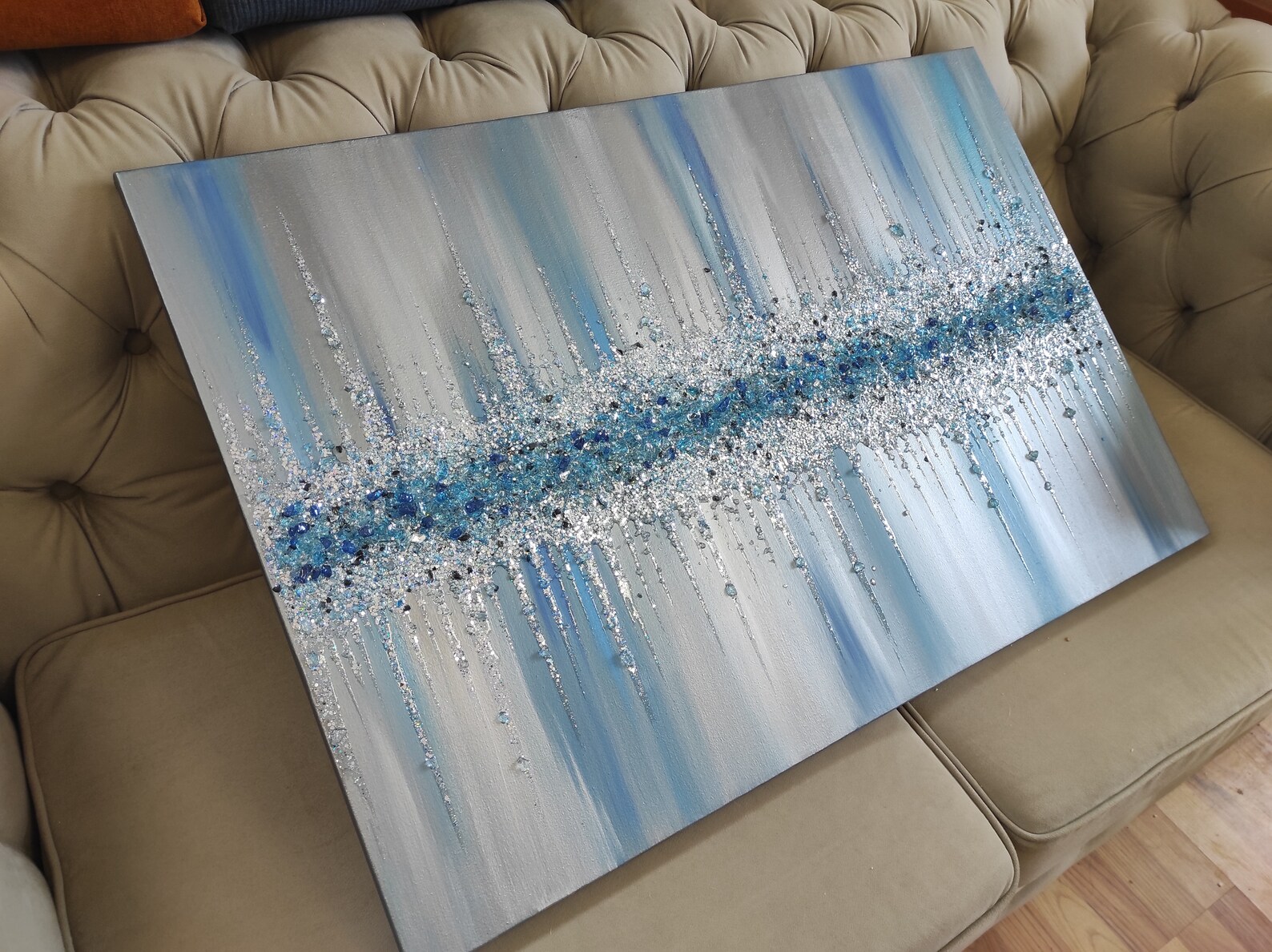 Glitter Glass Painting Glitter Painting Glitter Art Silver - Etsy
