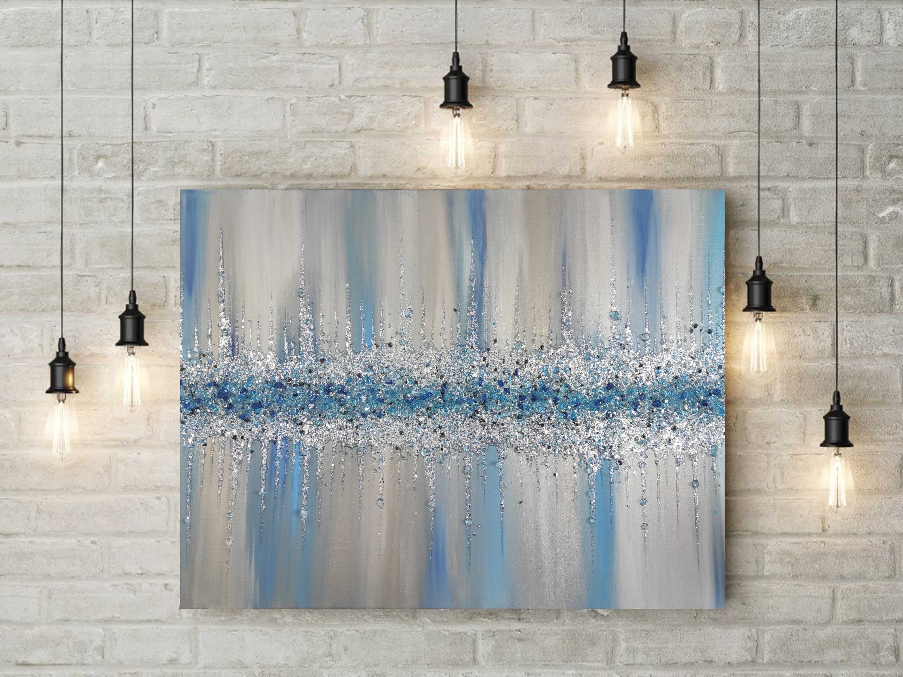 Glitter Glass Painting Glitter Painting Glitter Art Silver - Etsy