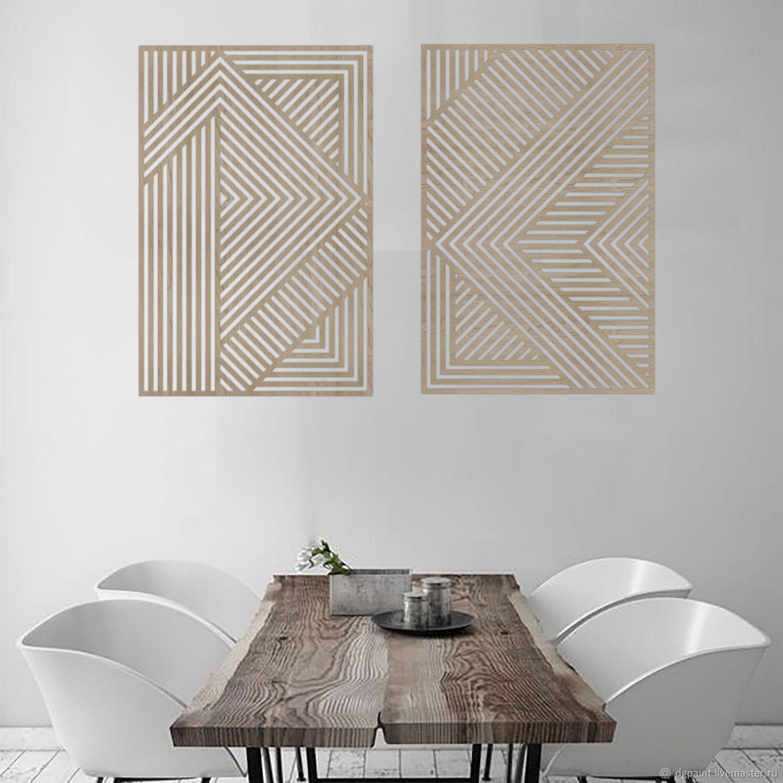 Geometric Wood Panel Art Geometric Wood Wall Art Set of 2 - Etsy