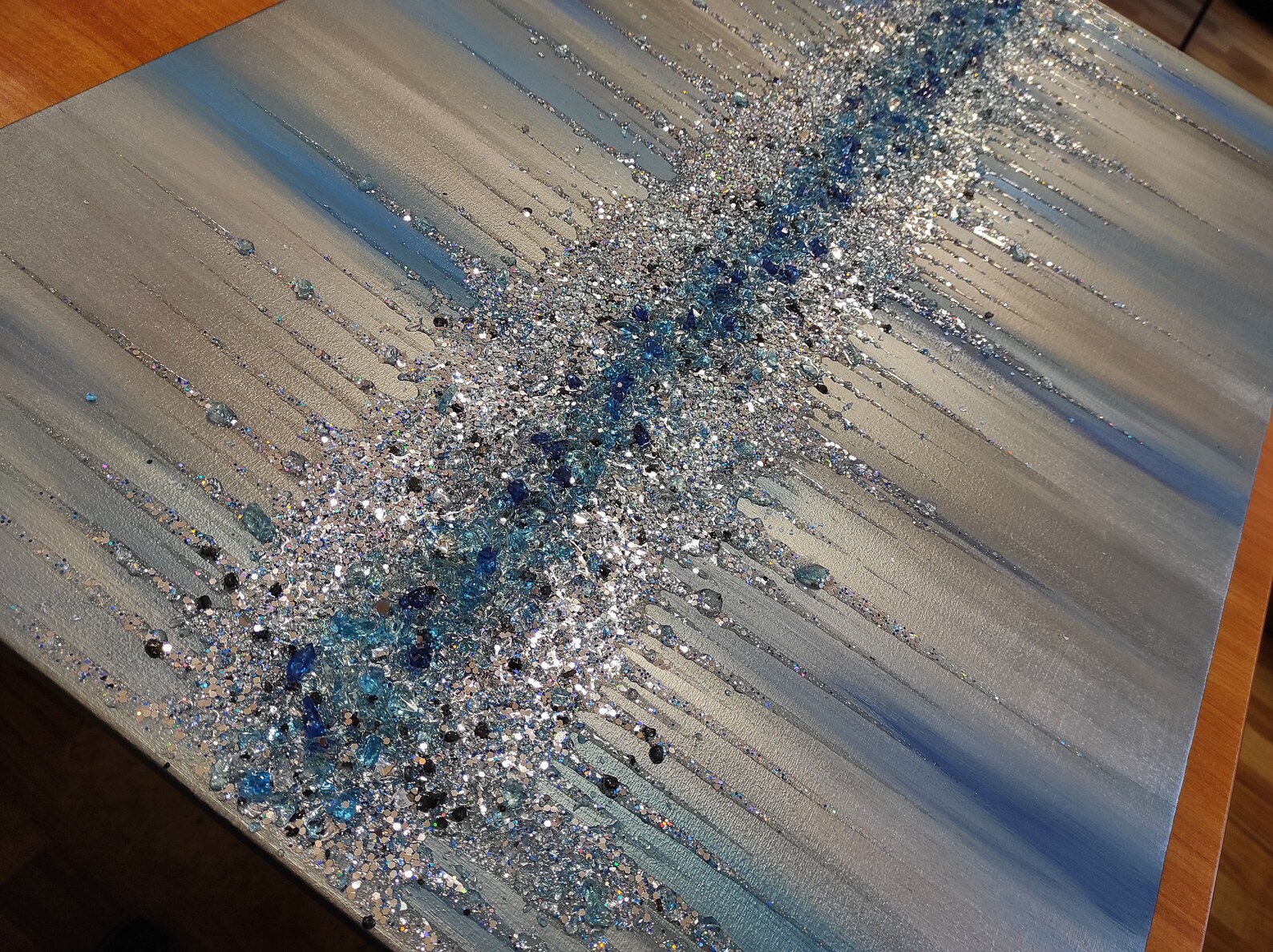 Glitter Glass Painting Glitter Painting Glitter Art Silver | Etsy