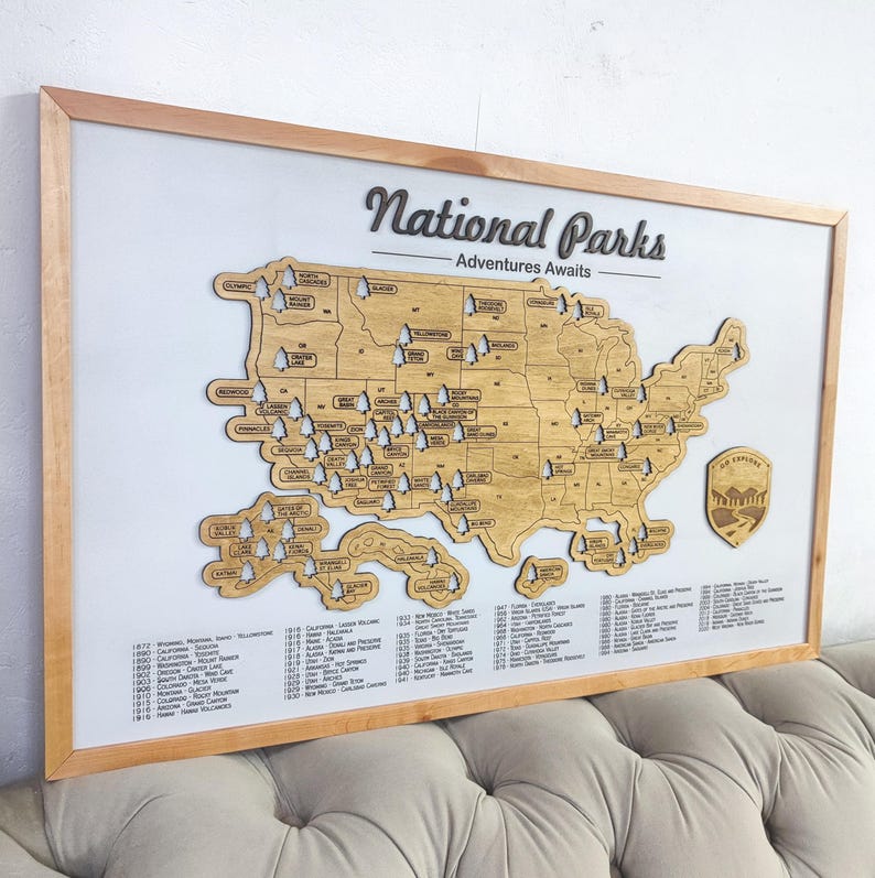 USA National Park Travel Map, Custom National Park Travel Map, National ...