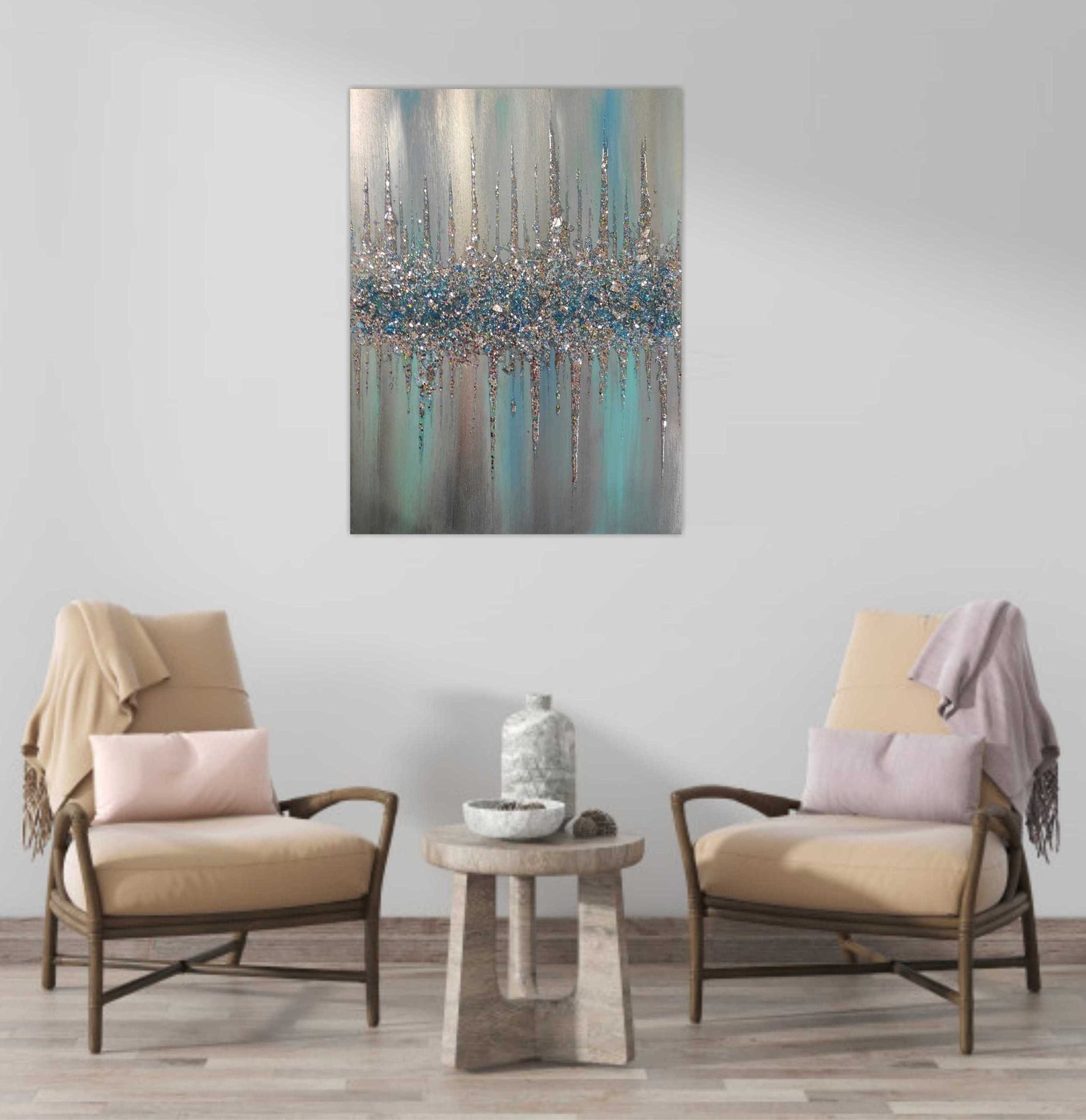 Glitter Glass Painting Glitter Painting Silver Glitter Art - Etsy