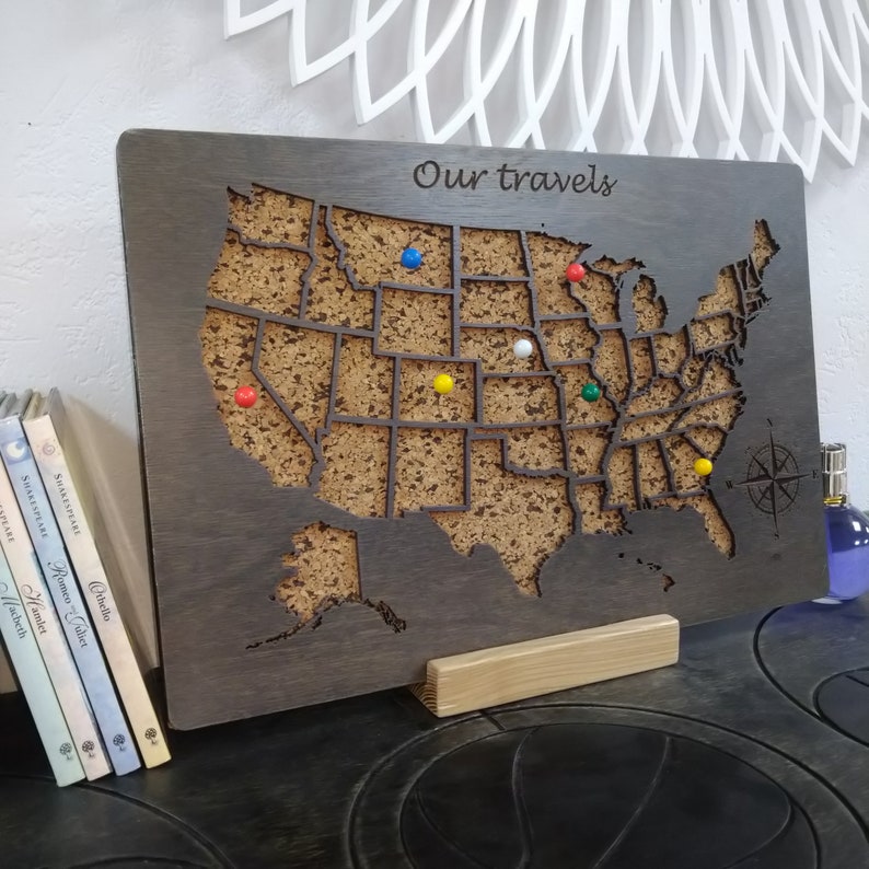 Push Pin US Travel Map, Push Pins Cork Map, Our Travels Map ...