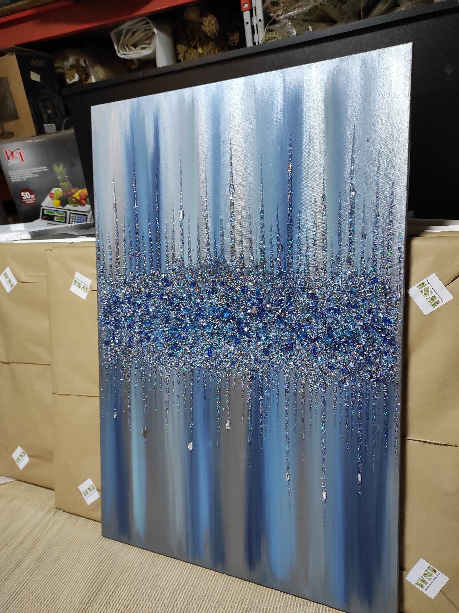 Glitter Glass Painting Glitter Painting Glitter Art Silver - Etsy