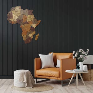 Wooden Africa Map, 3D Africa Travel Map, Carte De Voyage De L'afrique ...