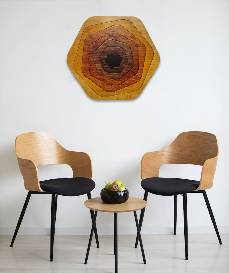 Decoración hexagonal de madera para pared, arte de pared moderno ...