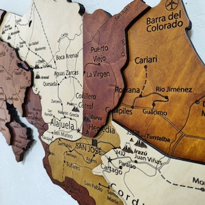 Wooden Costa Rica Travel Map, Custom Costa Rica Travel Map, Office Home ...