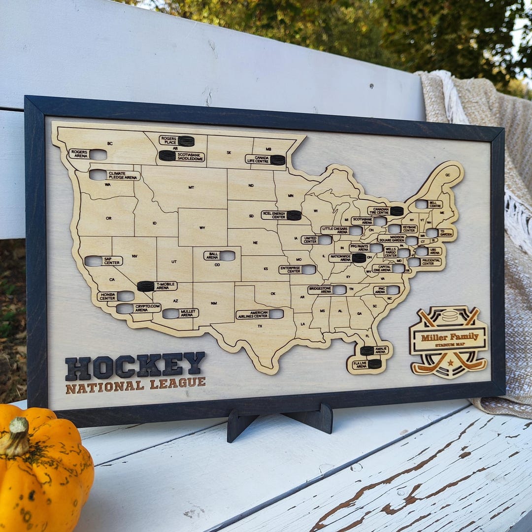 NHL Stadium Map Custom Travel Map Hockey Map Home Decor Personalized ...