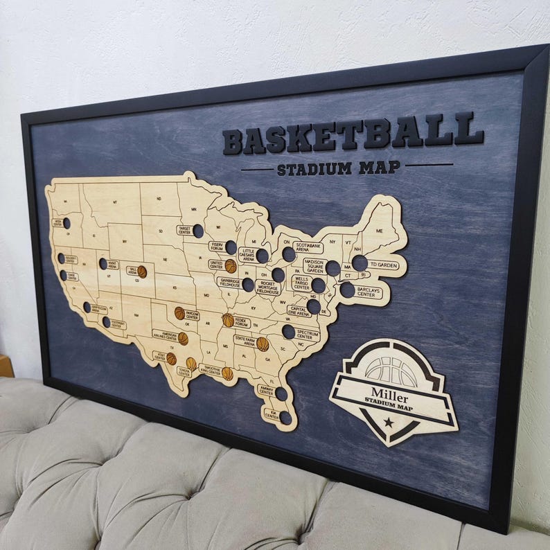 Basketball Stadium Map, NBA Stadium Tracker, Anniversary Gift, NBA ...