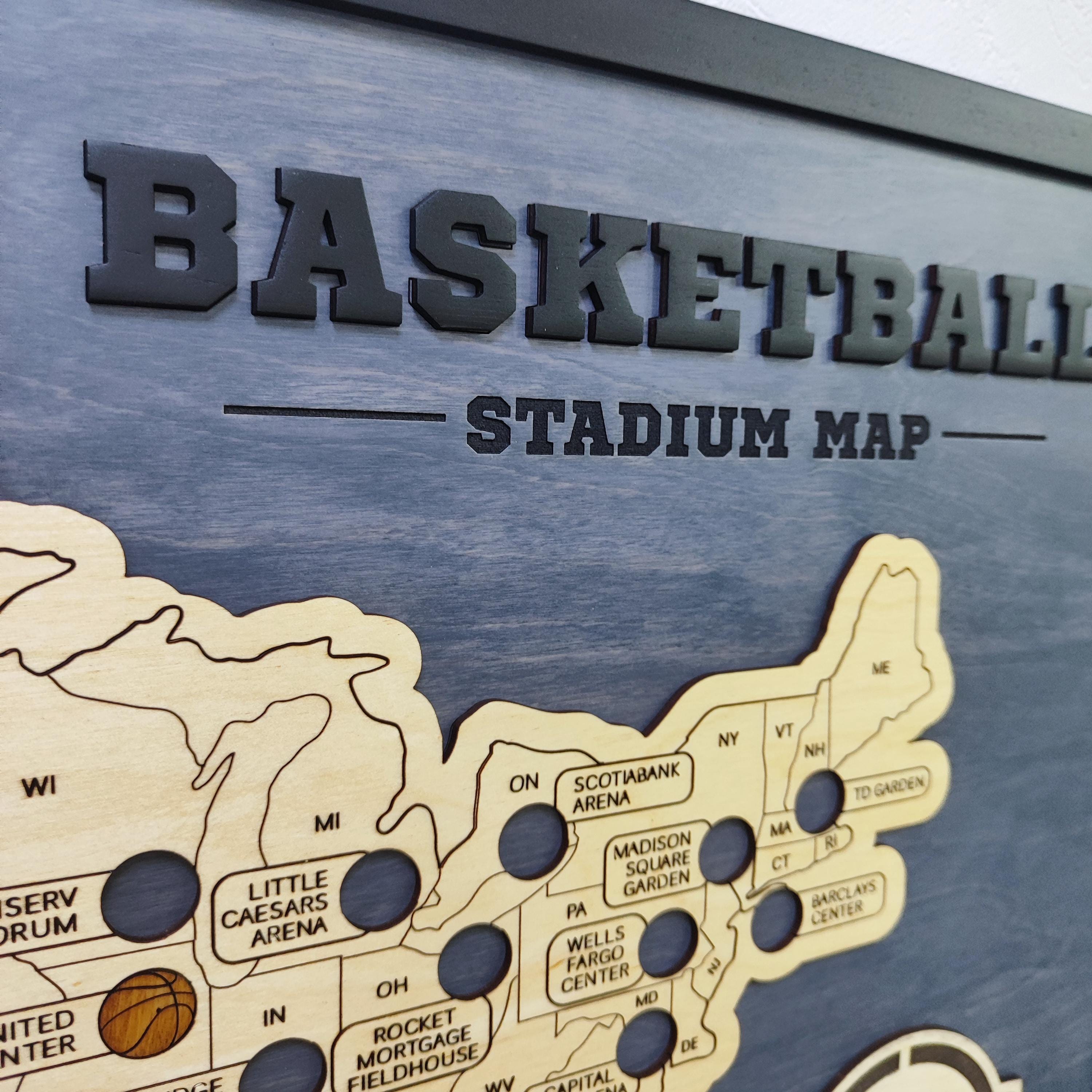 Basketball Stadium Map, NBA Stadium Tracker, Anniversary Gift, NBA ...