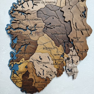 Norway Travel Map, Norway Wooden Map, Norway Wall Map, 3D Norway Wooden ...