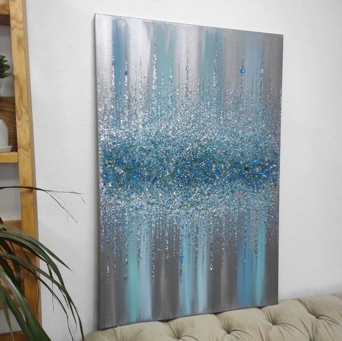 Glitter Glass Painting Glitter Painting Silver Glitter Art - Etsy