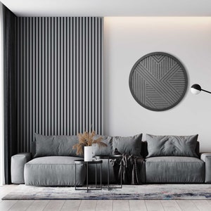 Wood Round Wall Art Geometric Round Wood Wall Decor Hanging Geometric ...