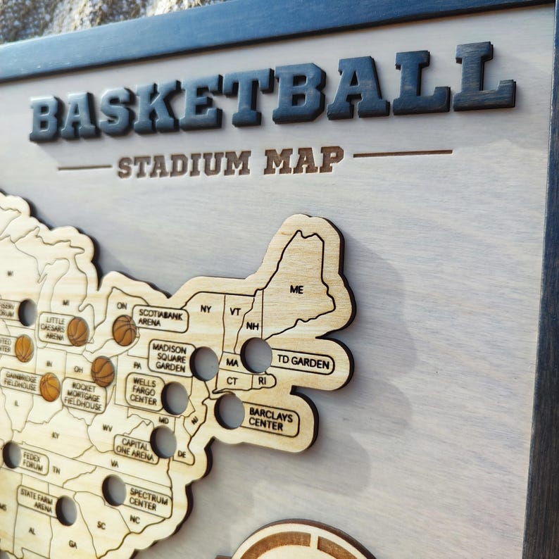 Basketball Stadium Map, NBA Stadium Tracker, Anniversary Gift, NBA ...