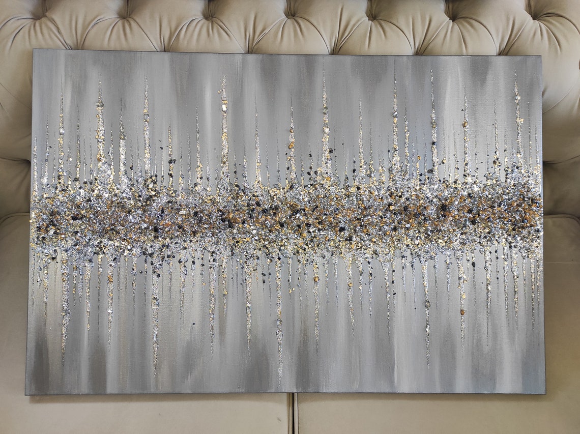 Glitter Glass Painting Glitter Painting Glitter Art Silver - Etsy