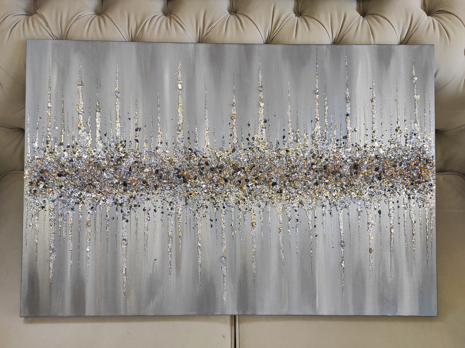 Glitter Glass Painting Glitter Painting Glitter Art Silver - Etsy