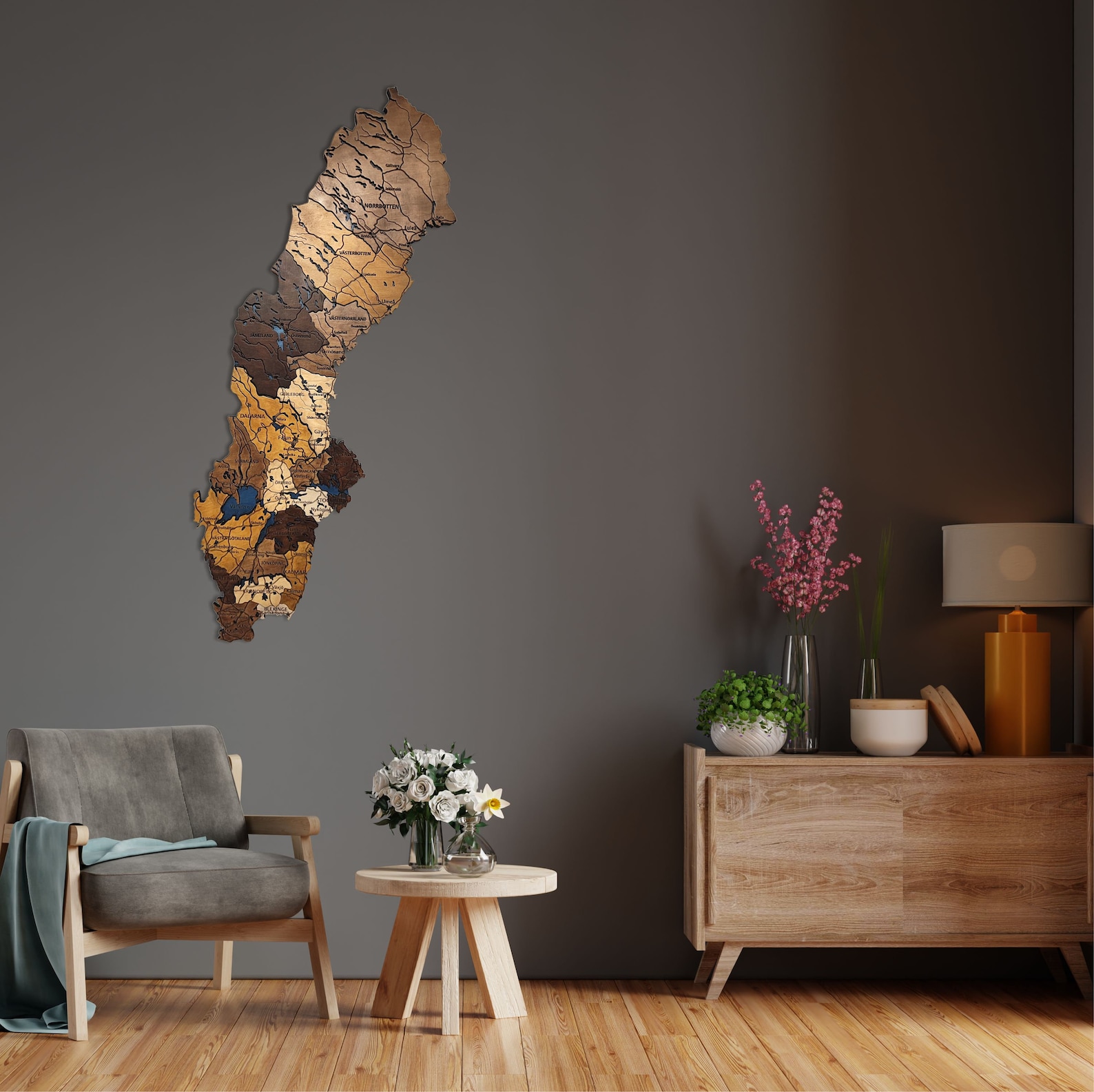Wooden Sweden Map, Sweden Travel Map, Wall Art Map of Sweden, 3D Wood ...