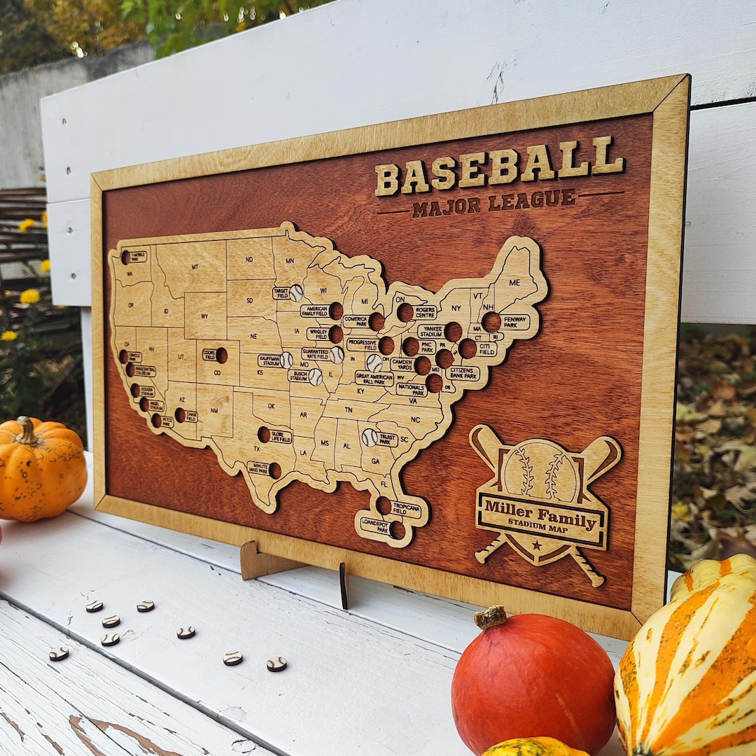 Stadium Travel Map, Baseball Stadium Map, MLB Stadium Map, Pro Baseball ...