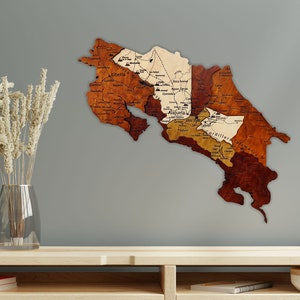 Wooden Costa Rica Travel Map, Custom Costa Rica Travel Map, Office Home ...