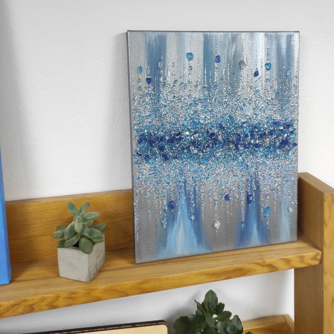 Glitter Glass Painting Glitter Painting Glitter Art Silver - Etsy