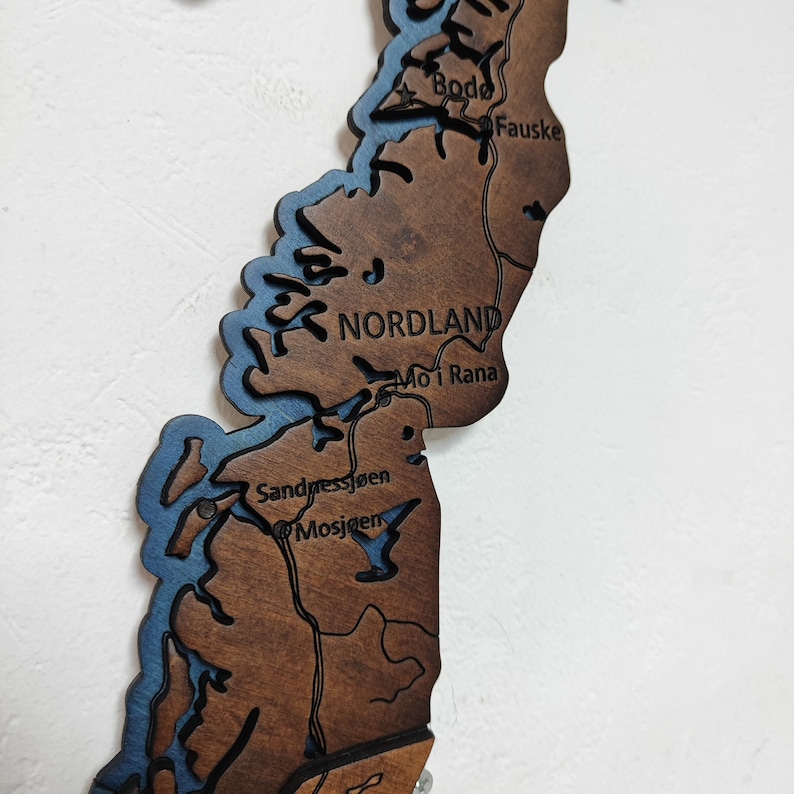 Norway Travel Map, Norway Wooden Map, Norway Wall Map, 3D Norway Wooden ...