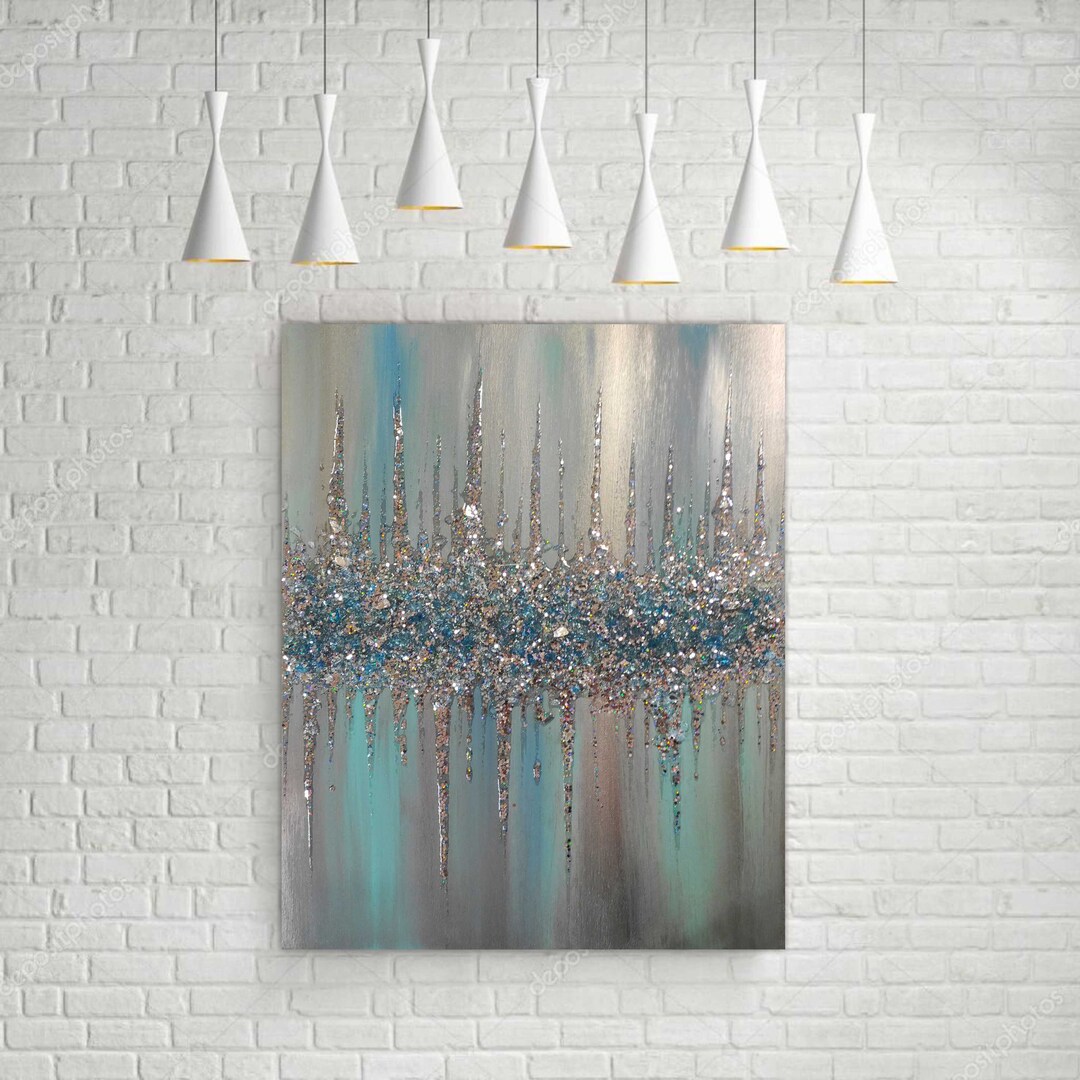 Glitter Glass Painting Glitter Painting Silver Glitter Art - Etsy