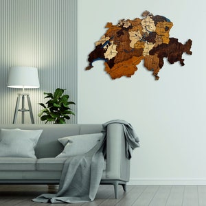 Switzerland Wooden Map, 3D Wooden Travel Map, Karte Der Schweiz, Wall ...