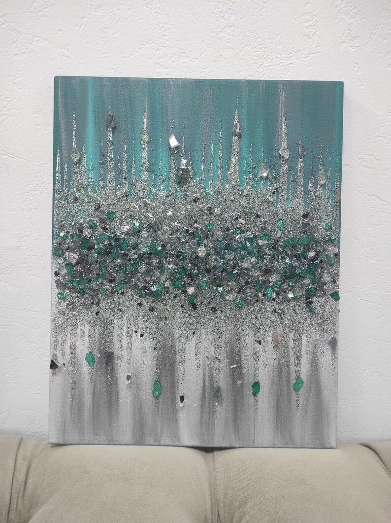 Glitter Glass Painting Glitter Painting Silver Glitter Art - Etsy