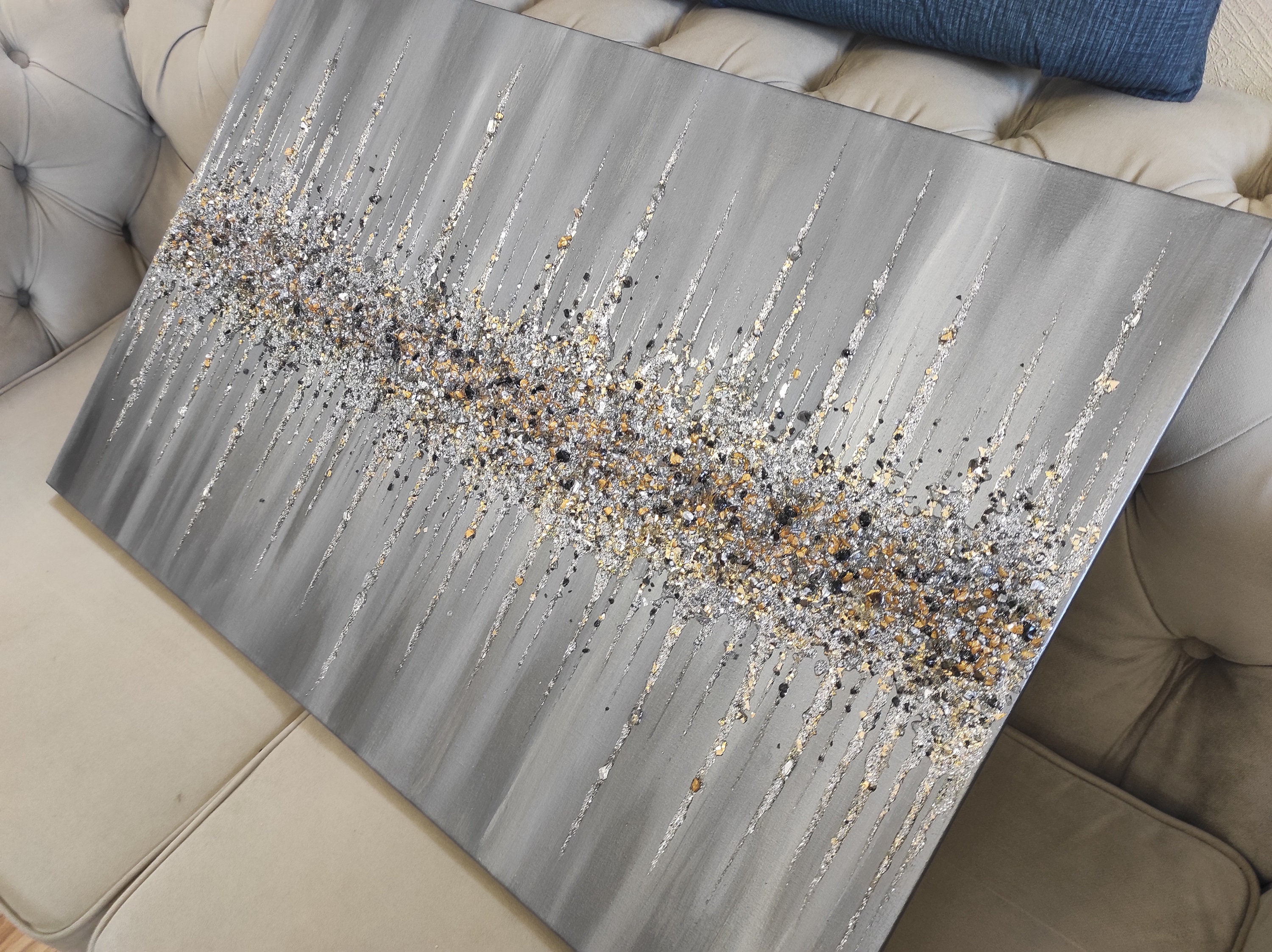 Glitter Glass Painting Glitter Painting Glitter Art Silver - Etsy