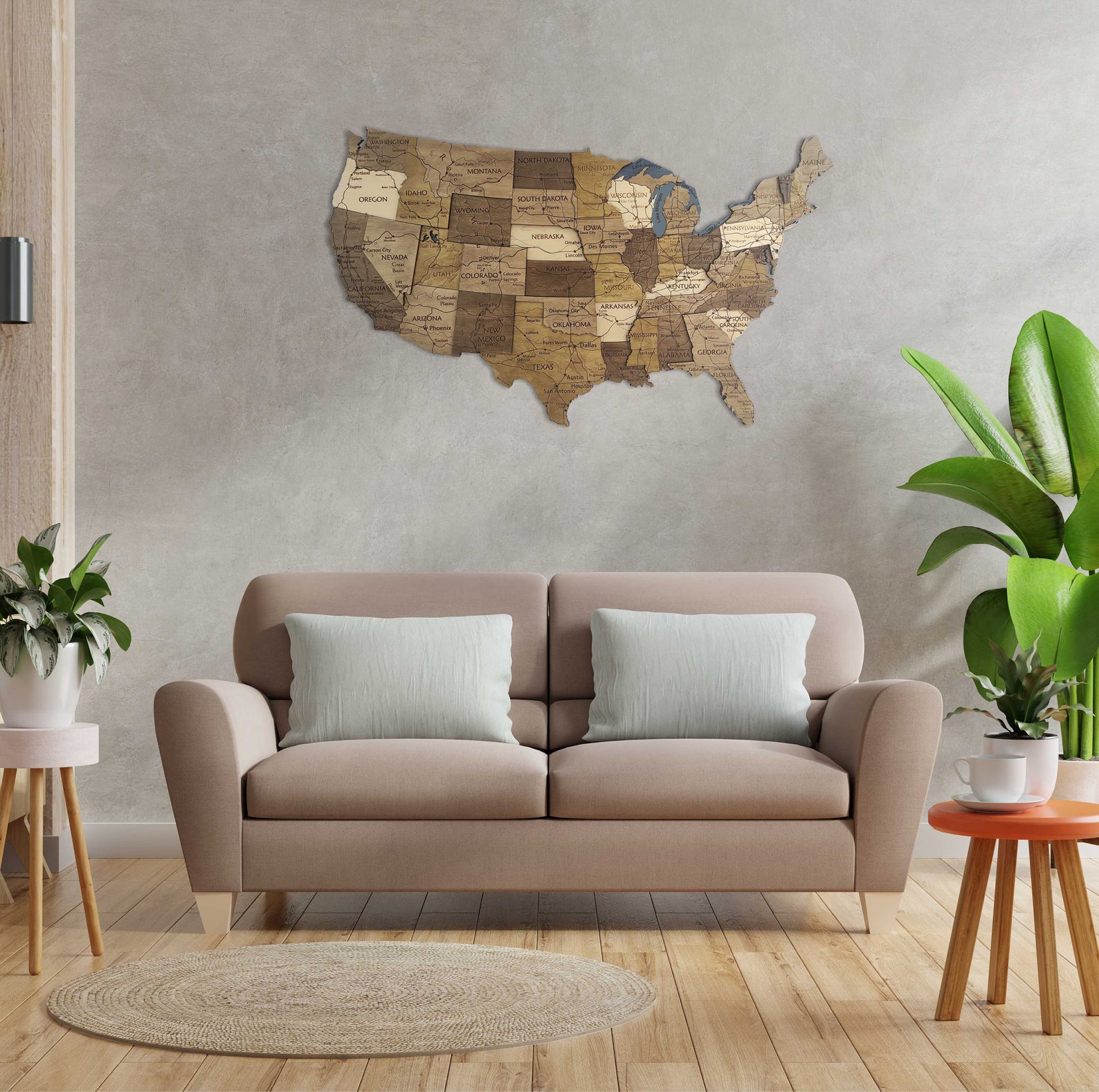 USA Travel Map, Push Pin Map, USA Wooden Wall Map, Wall Art Decor ...