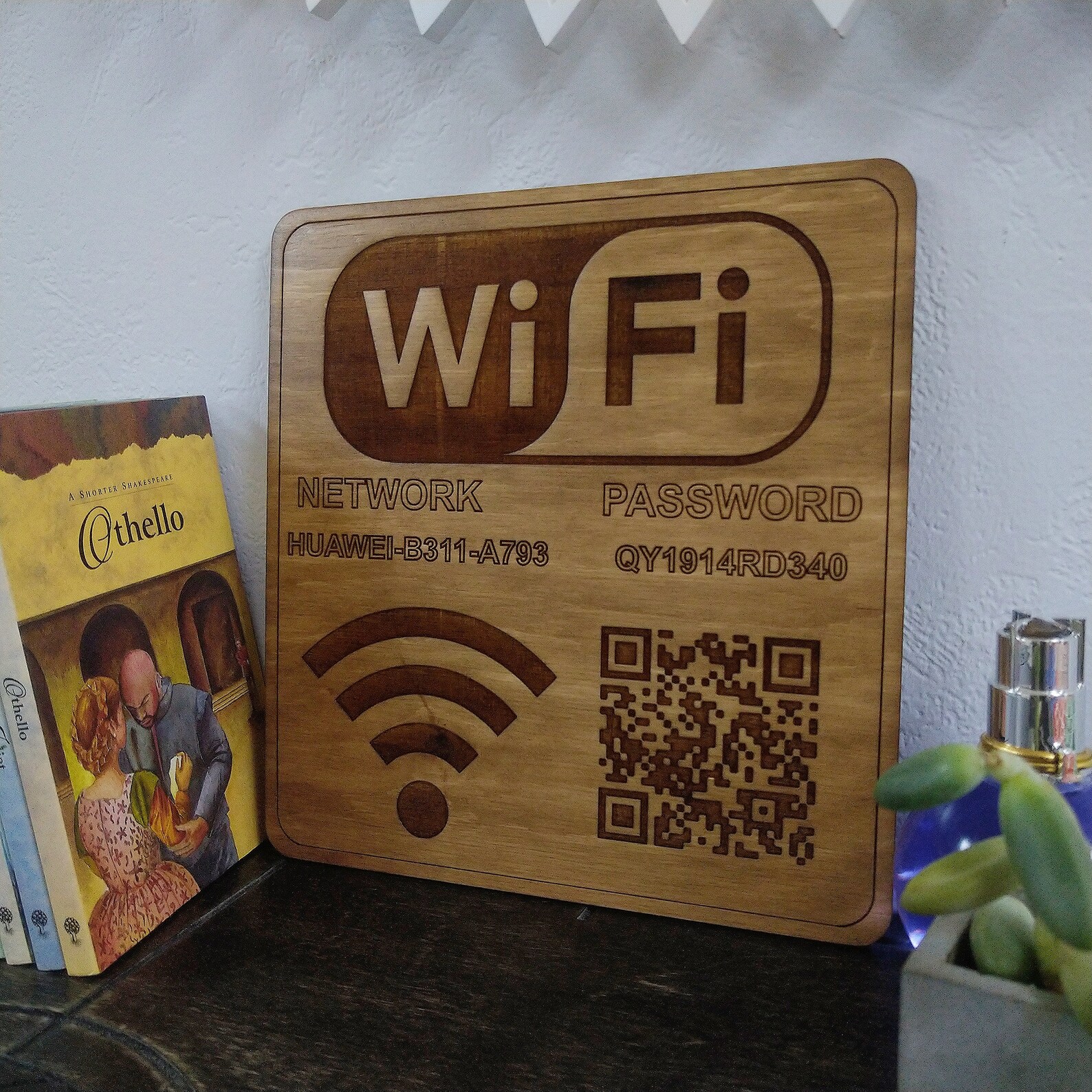 Custom Wifi Sign, Wooden Sign, Public Sign, Personalized QR Code Wifi ...