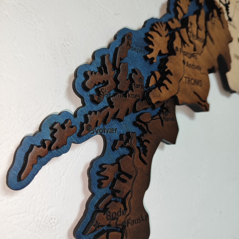 Norway Travel Map, Norway Wooden Map, Norway Wall Map, 3D Norway Wooden ...