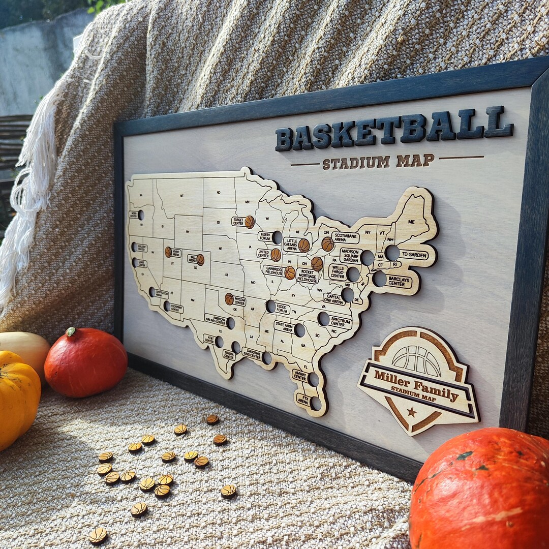 Basketball Stadium Map, NBA Stadium Tracker, Anniversary Gift, NBA ...