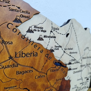 Wooden Costa Rica Travel Map, Custom Costa Rica Travel Map, Office Home ...