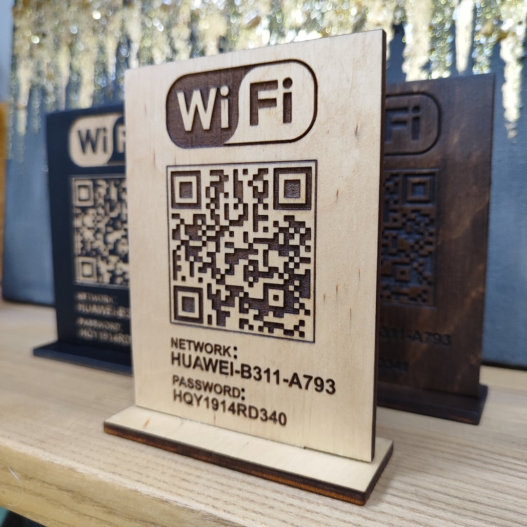 Custom Made QR Code Wifi Sign, Menu Sign, Public Sign, QR Code Wooden ...