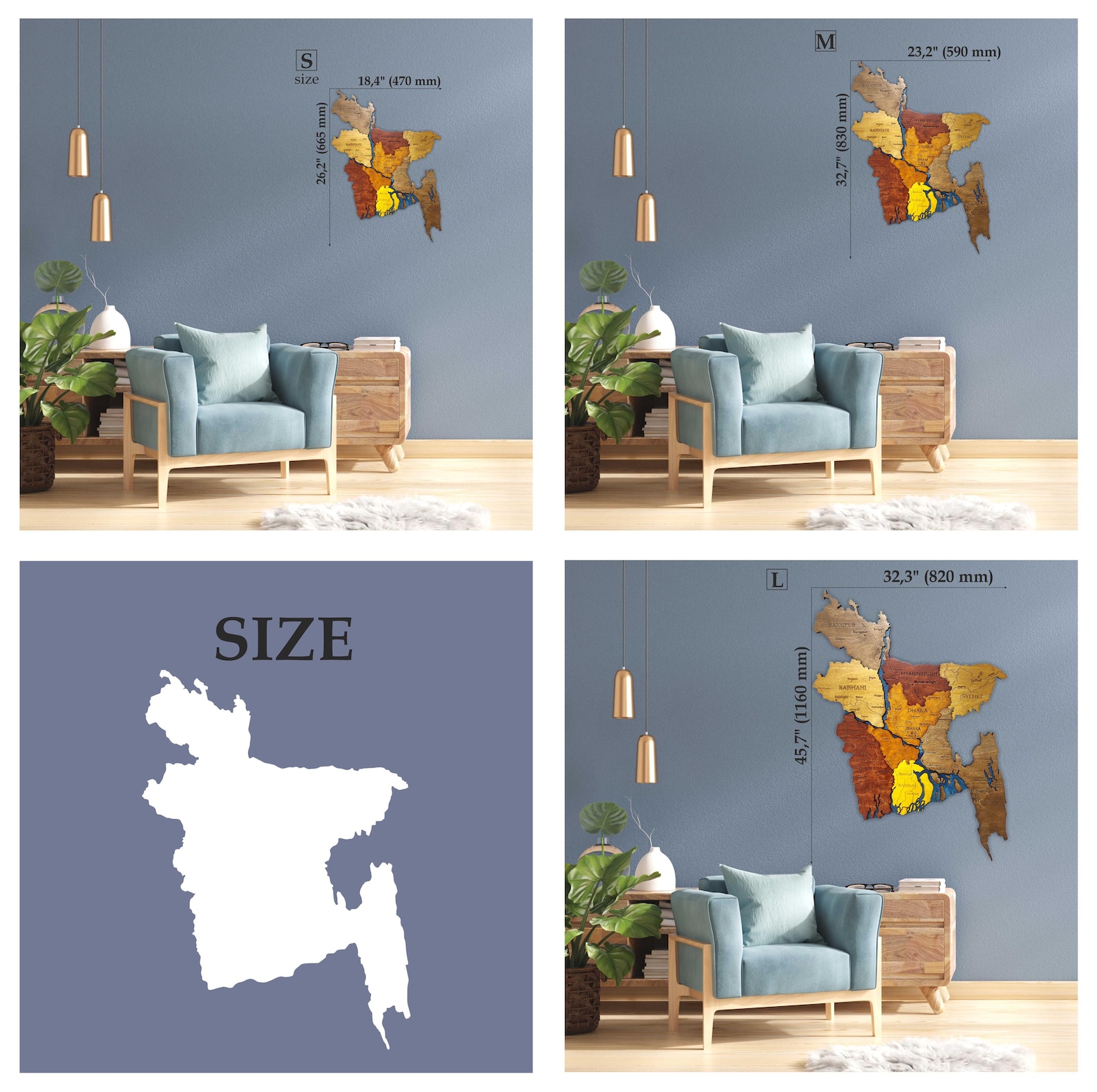 3D Wooden Bangladesh Map Wall Art Dhaka Gift Home Office Decor 5th ...