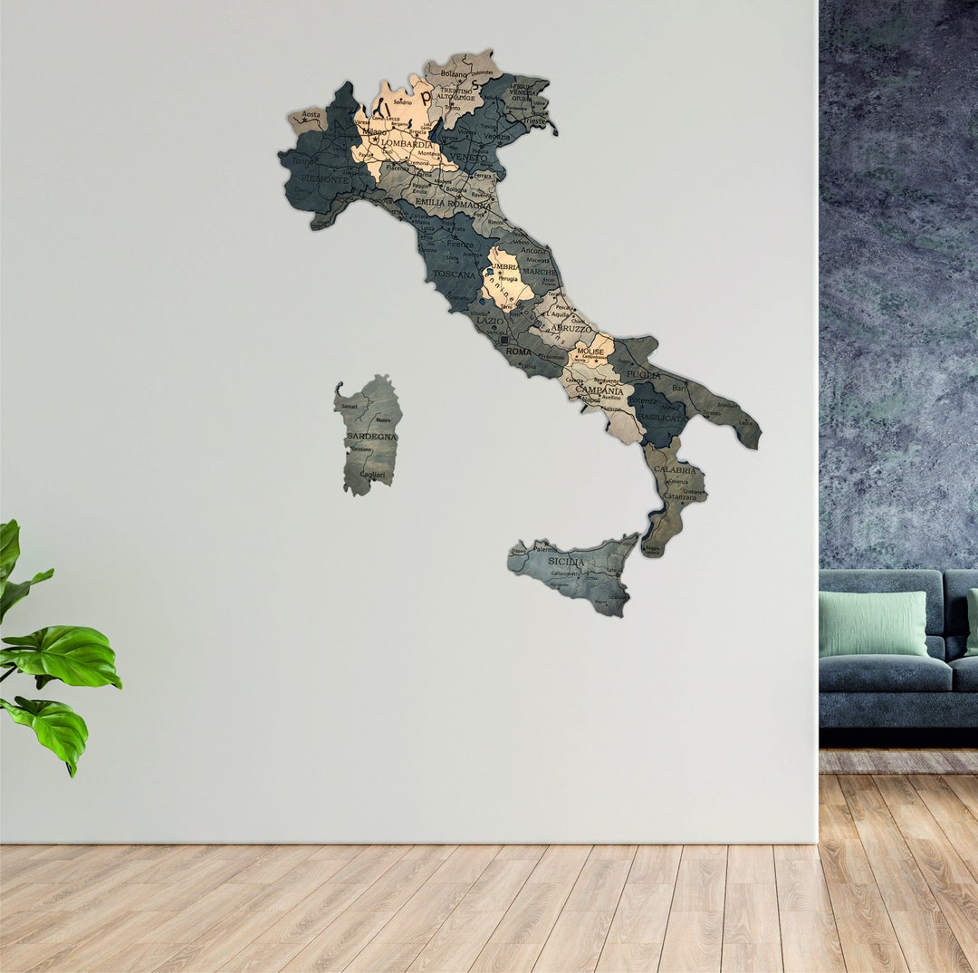Wooden Italy Travel Map Mappa Italia Wall Art Decor Italy - Etsy