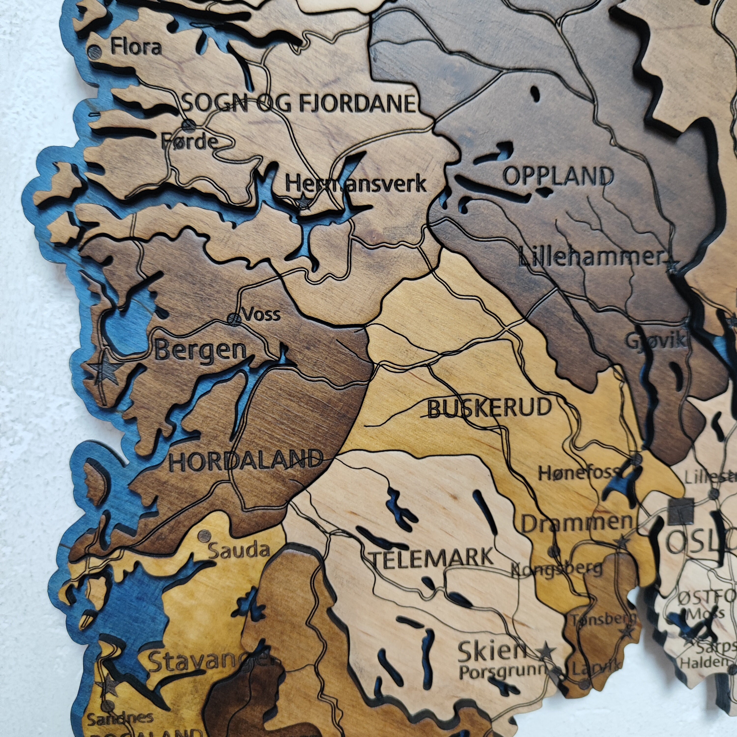 Norway Travel Map, Norway Wooden Map, Norway Wall Map, 3D Norway Wooden ...