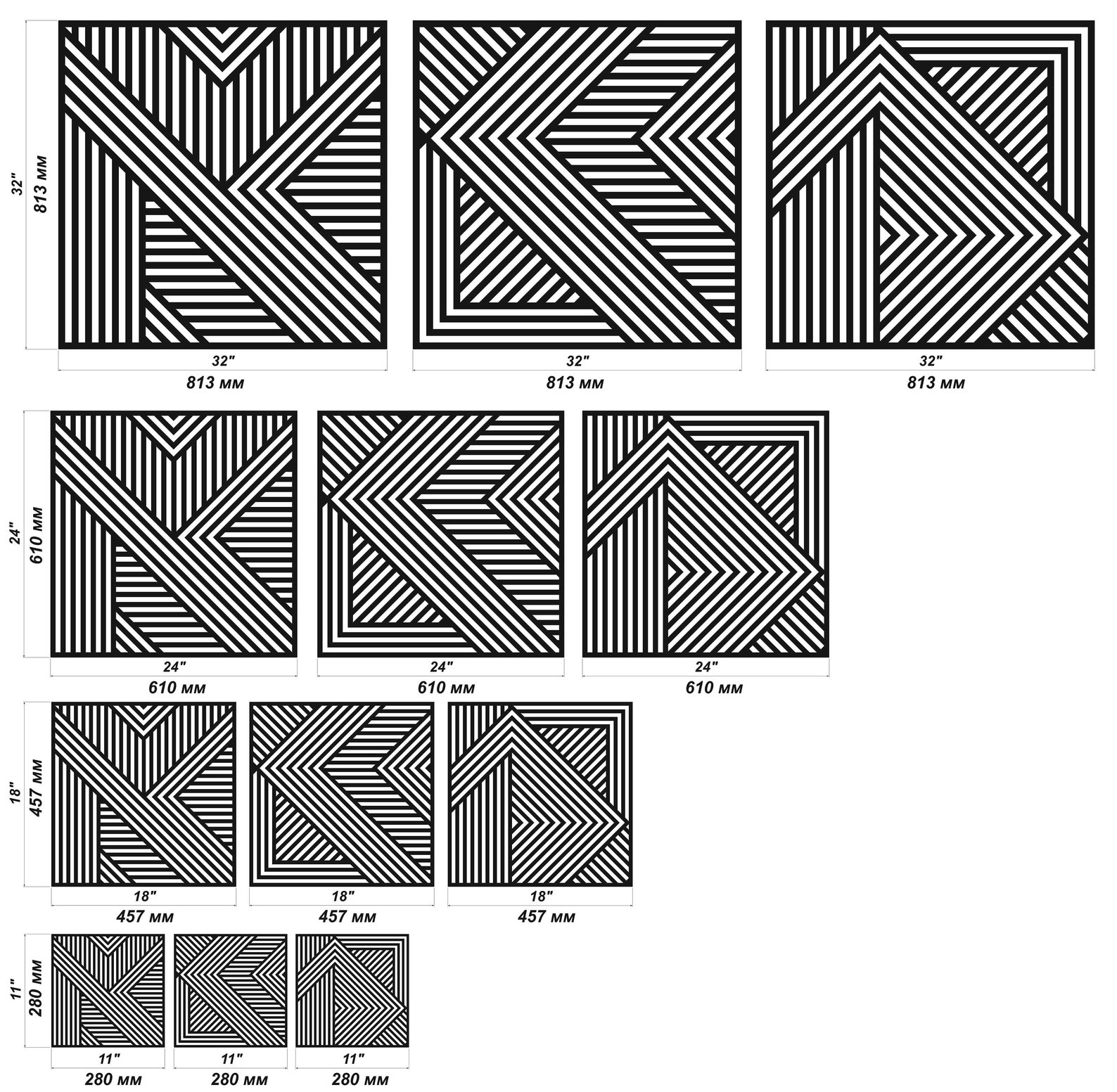 Wood Wall Art Set of 3 Geometric Wood Lines Panel Bedroom - Etsy