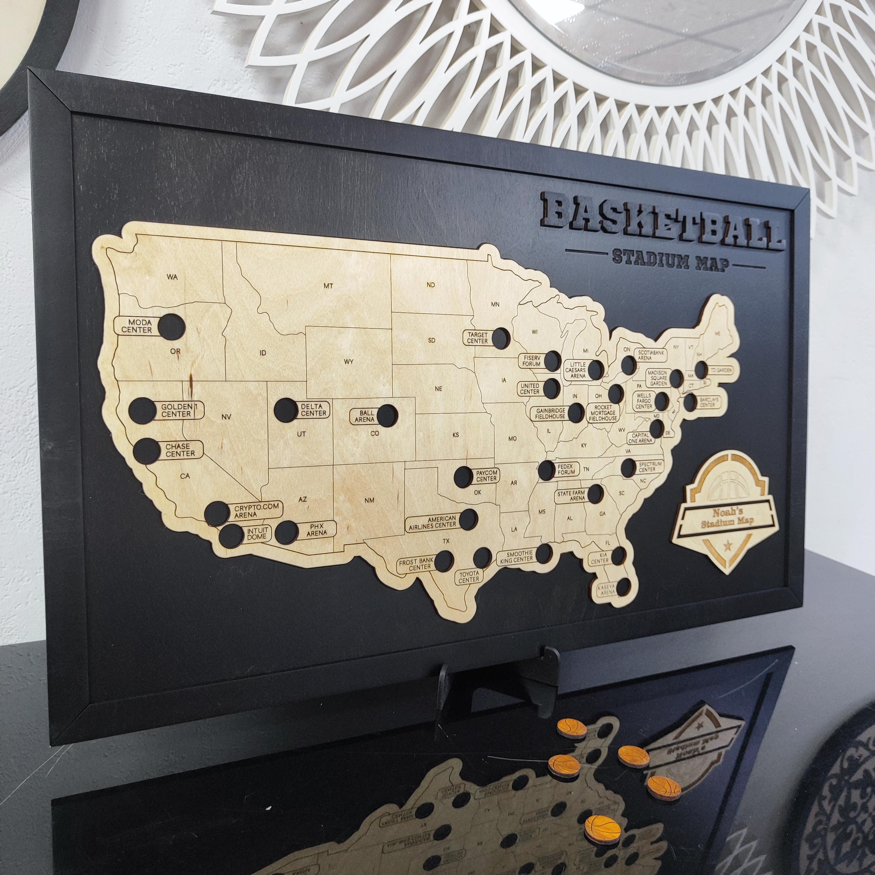 Basketball Stadium Map, NBA Stadium Tracker, Anniversary Gift, NBA ...