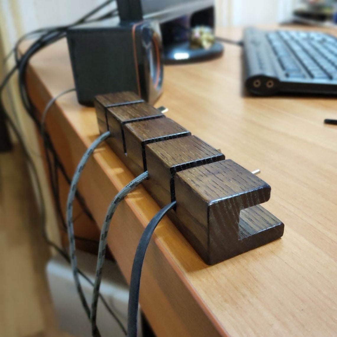 Wooden Cable and Charger Organizer for Laptop Cable Management for ...