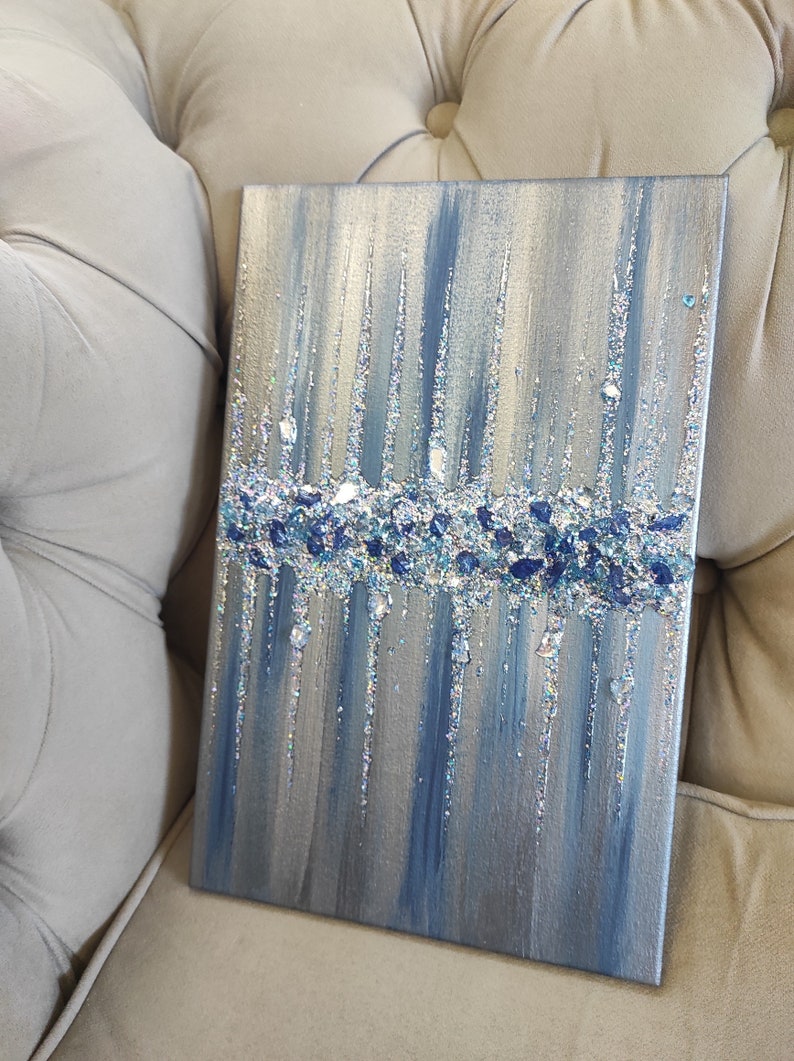 Glitter Glass Painting Glitter Painting Glitter Art Silver - Etsy