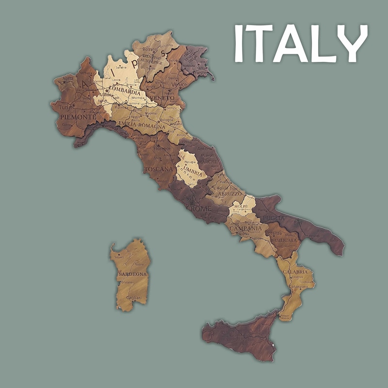Wooden Maps of Italy - Etsy