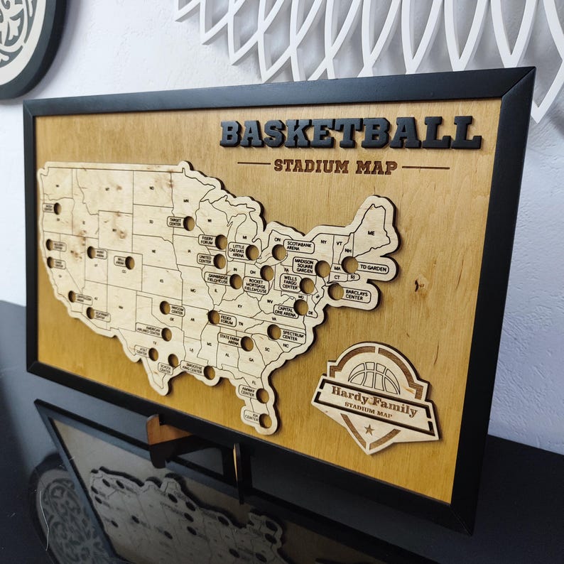 Basketball Stadium Map, NBA Stadium Tracker, Anniversary Gift, NBA ...