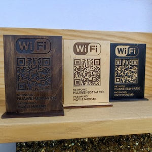 Custom Made QR Code Wifi Sign, Menu Sign, Public Sign, QR Code Wooden ...