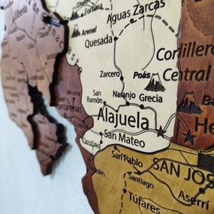 Wooden Costa Rica Travel Map, Custom Costa Rica Travel Map, Office Home ...