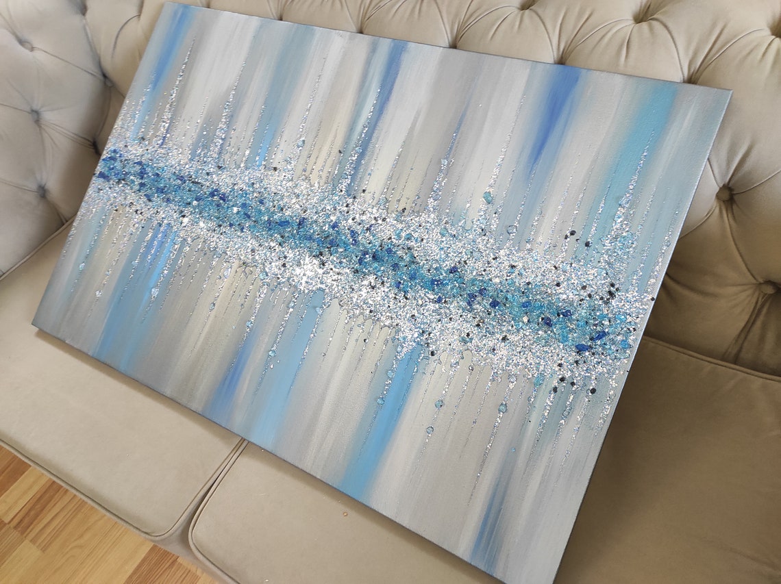 Glitter Glass Painting Glitter Painting Glitter Art Silver - Etsy