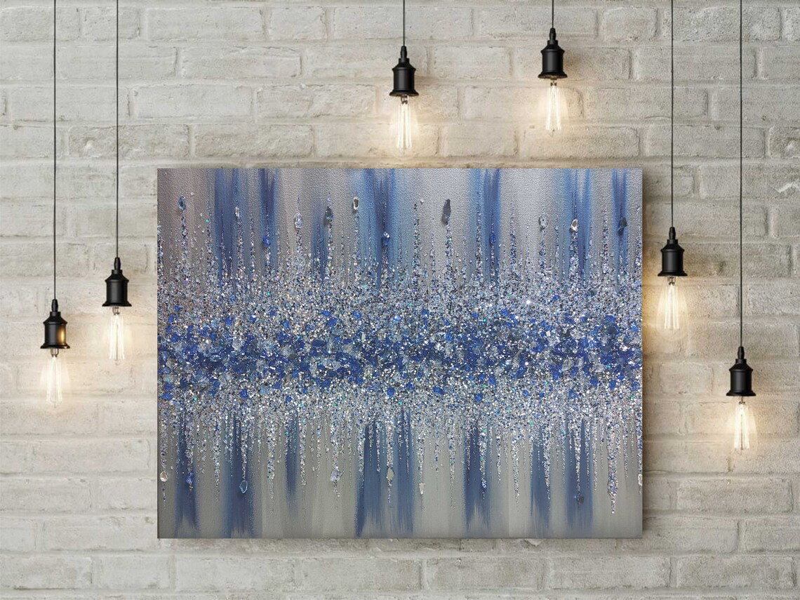Glitter Glass Painting Glitter Painting Glitter Art Silver - Etsy
